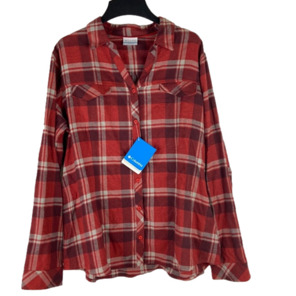 Columbia | Tops | New Columbia Rust Red And Gray Plaid Womens Flannel ...